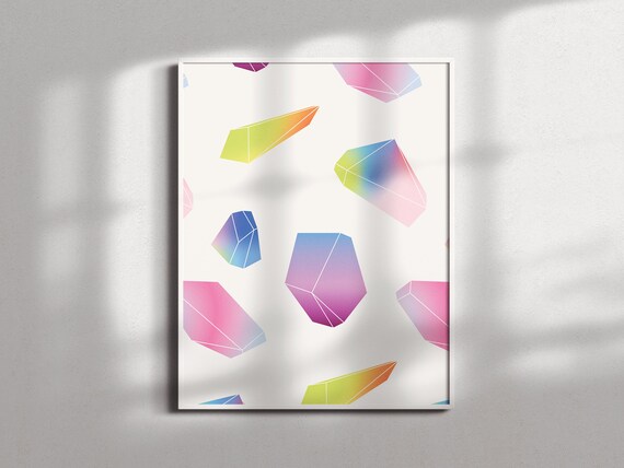 Gems Gradient PRINTABLE Crystals Gemstones Minimal Pattern - Etsy