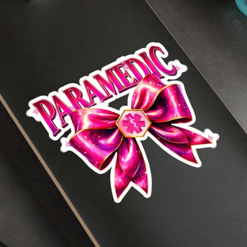 Paramedic Sticker, EMS First Responder Decal, Cute Pink Bow EMT Gift ...