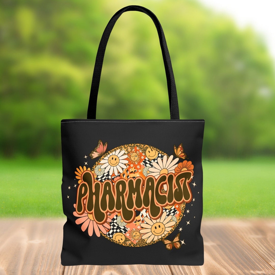 Retro Pharmacist Tote Bag: Floral Pharmacy Gift - Etsy