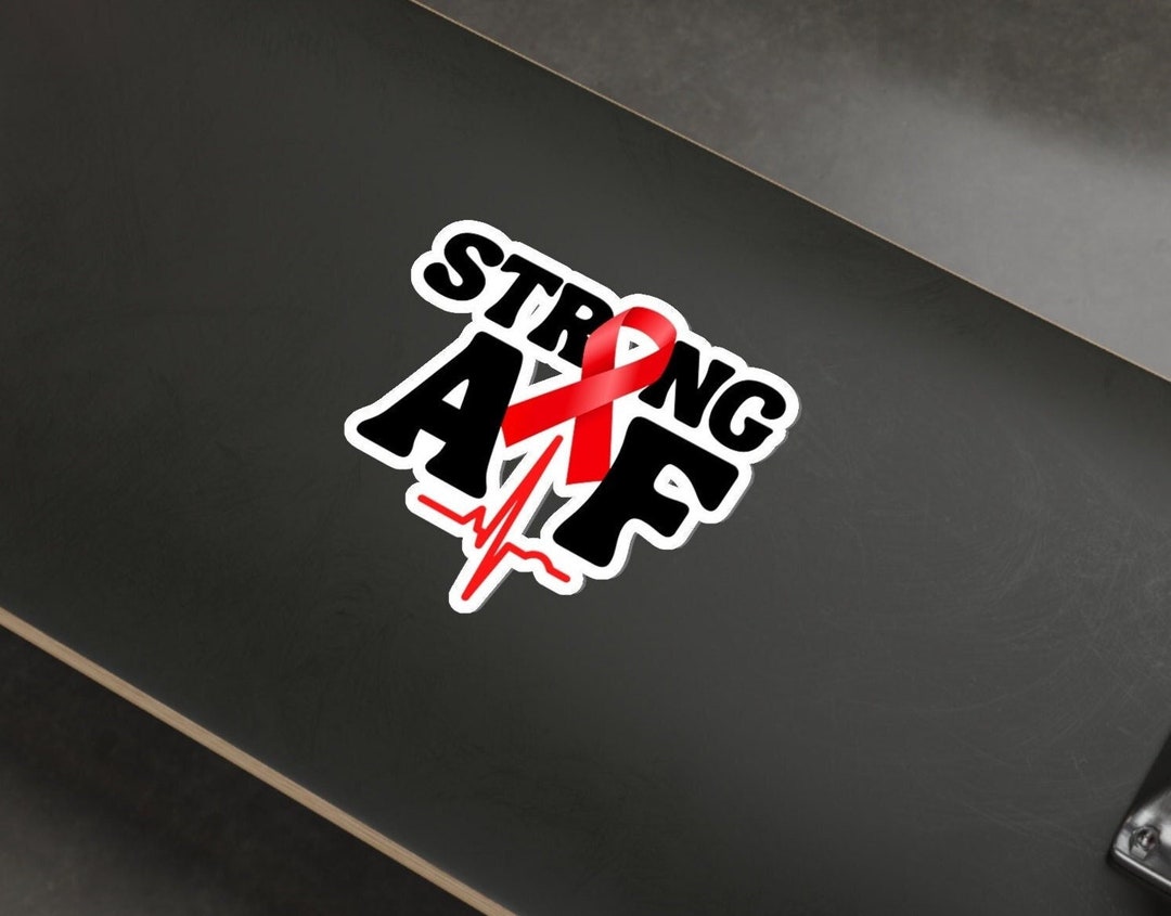 Heart Disease Awareness Sticker, Red Ribbon Strong Decal Sticker, CHD ...