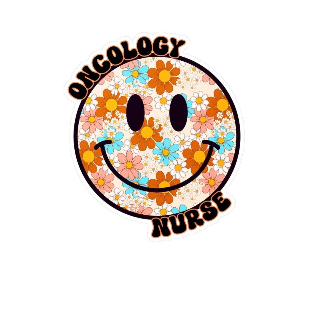 Oncology Nurse Retro Smiley Face Decal, Oncology Nurse Sticker, Nurse ...
