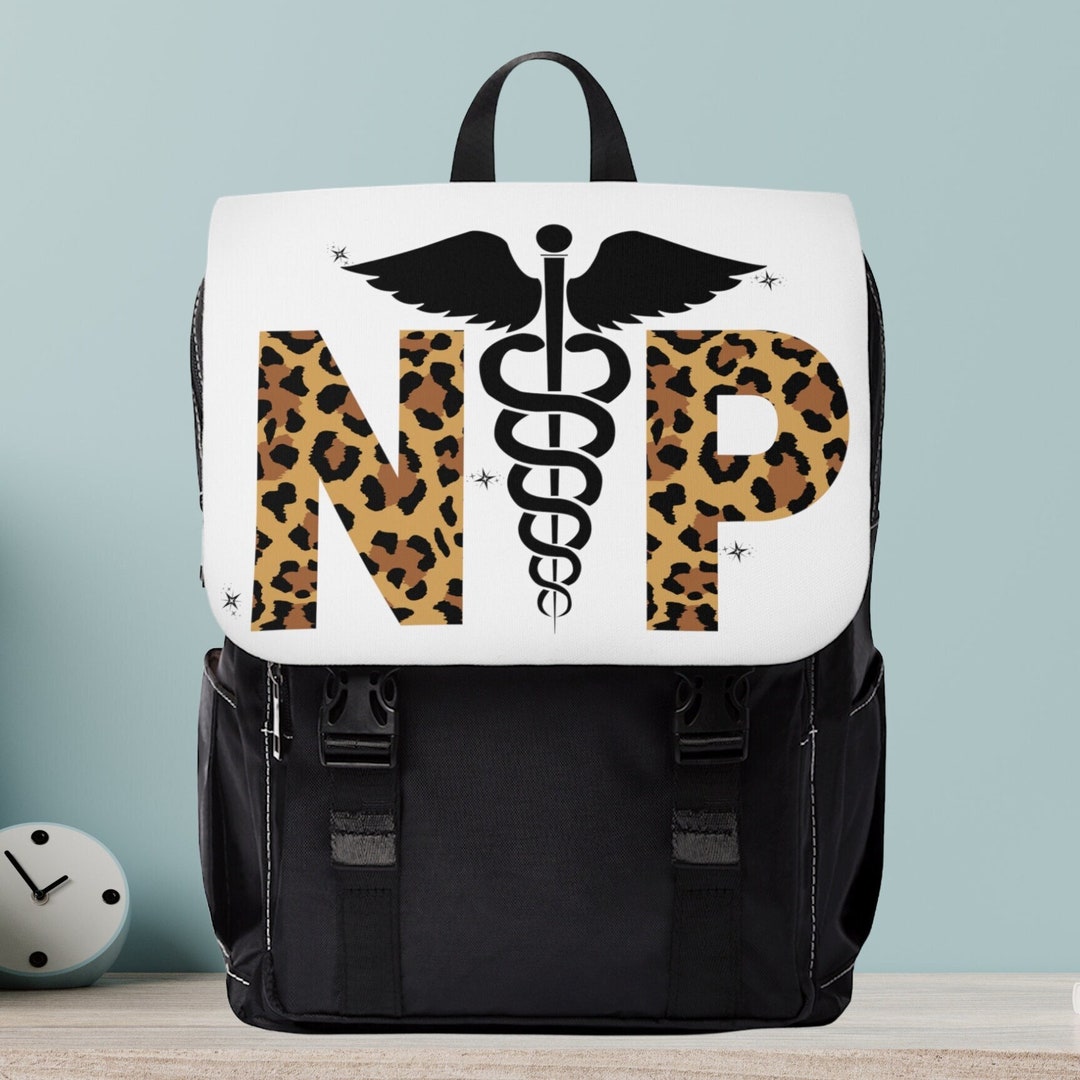 Custom Nurse Backpack Nurse Practitioner Leopard Backpack Personalized ...