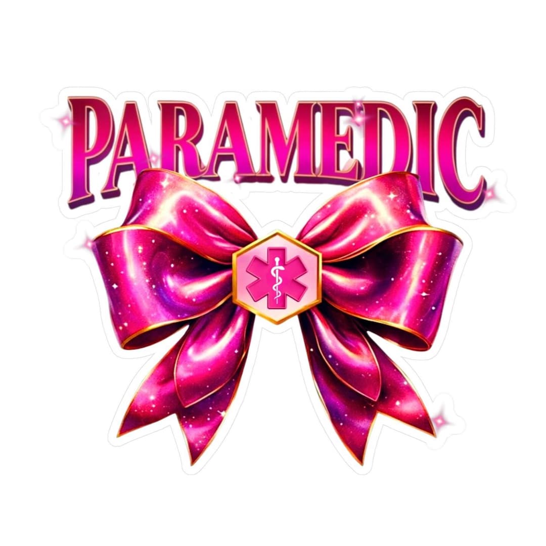 Paramedic Sticker, EMS First Responder Decal, Cute Pink Bow EMT Gift ...