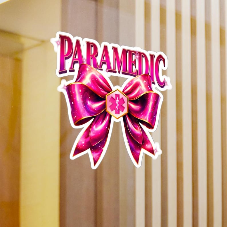 Paramedic Sticker, EMS First Responder Decal, Cute Pink Bow EMT Gift ...