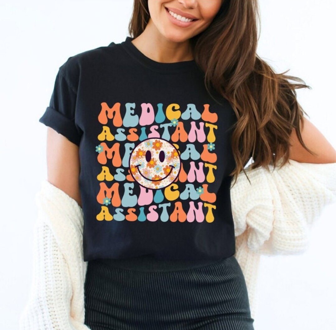 Retro Medical Assistant T-shirt, Comfort Colors Smiley Tee, MA Gifts ...