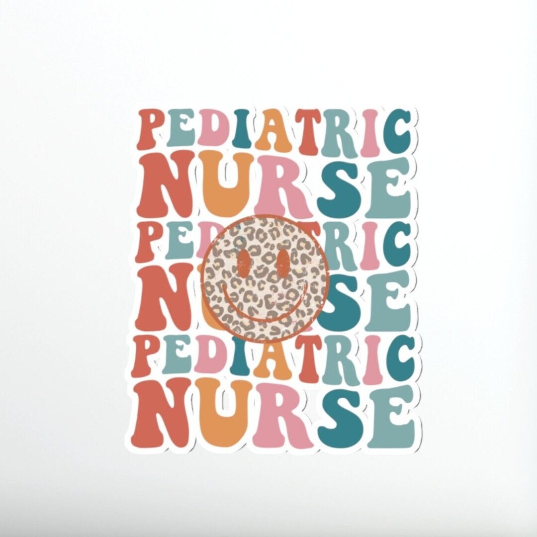 Retro Pediatric Nurse Smiley Sticker, Pediatric RN Sticker, Nurse ...
