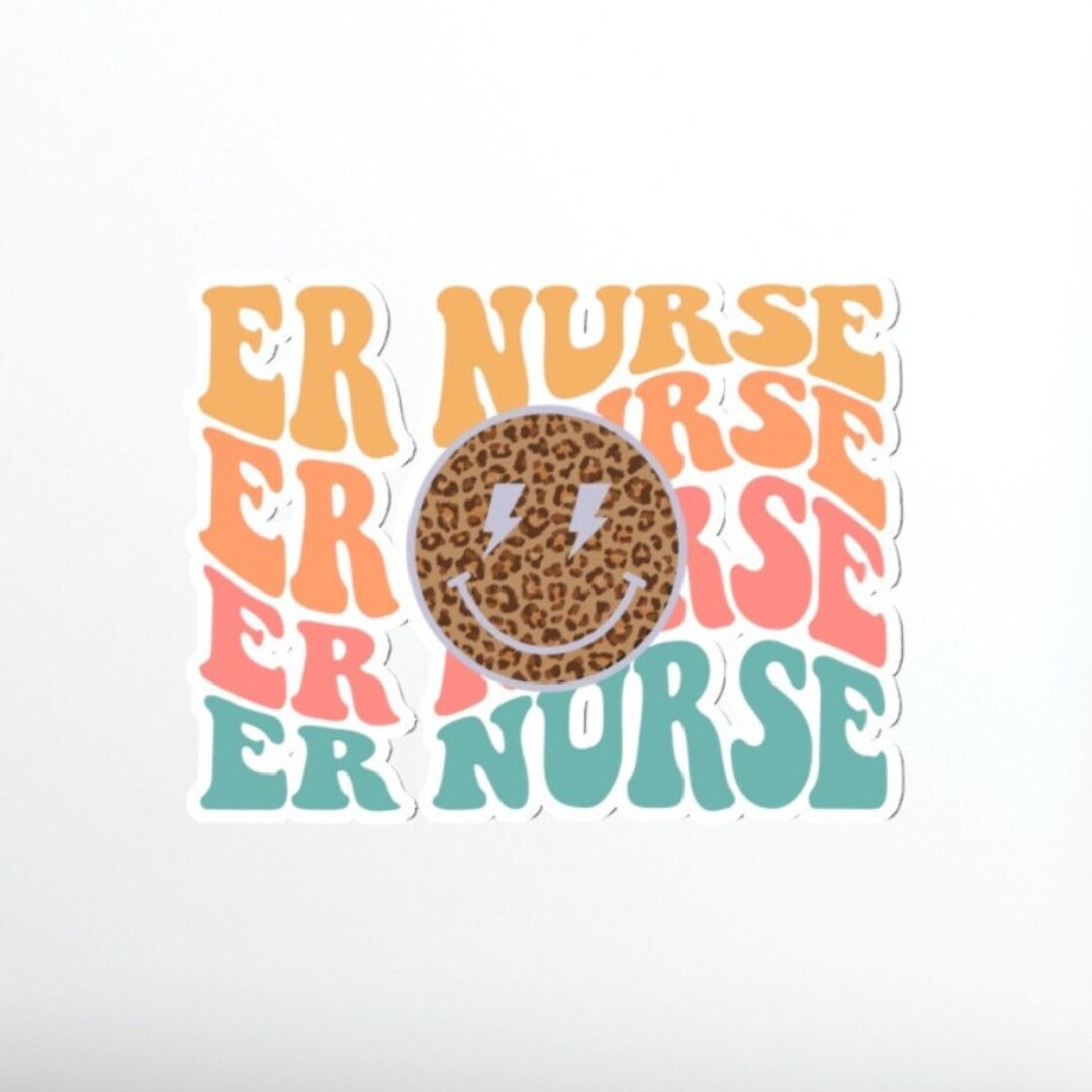 ER Nurse Smiley Sticker, ER Nurse Sticker, Nurse Laptop Sticker ...