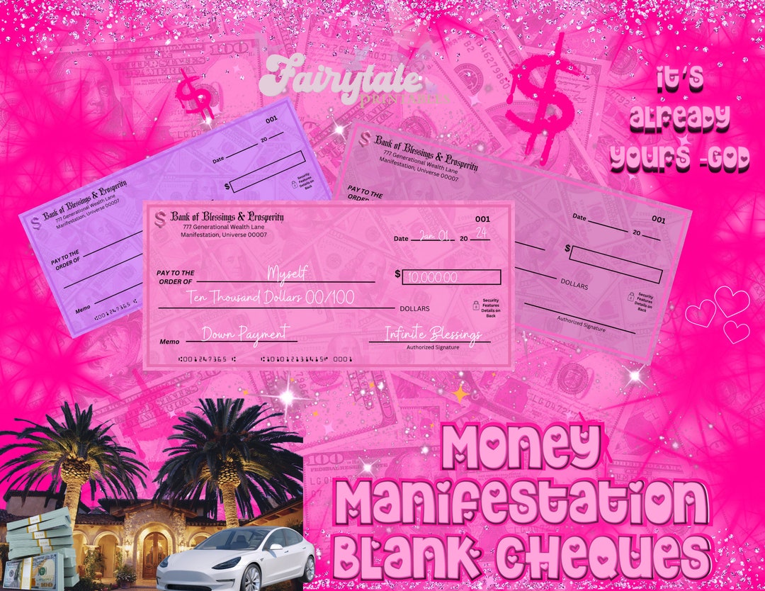 Printable Manifestation Blank Checks - Instantly Manifest Your Dreams ...
