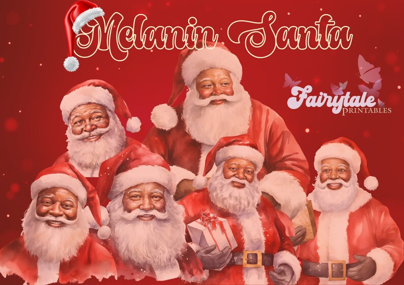 Melanin Santa Clipart - Instant Download - Etsy