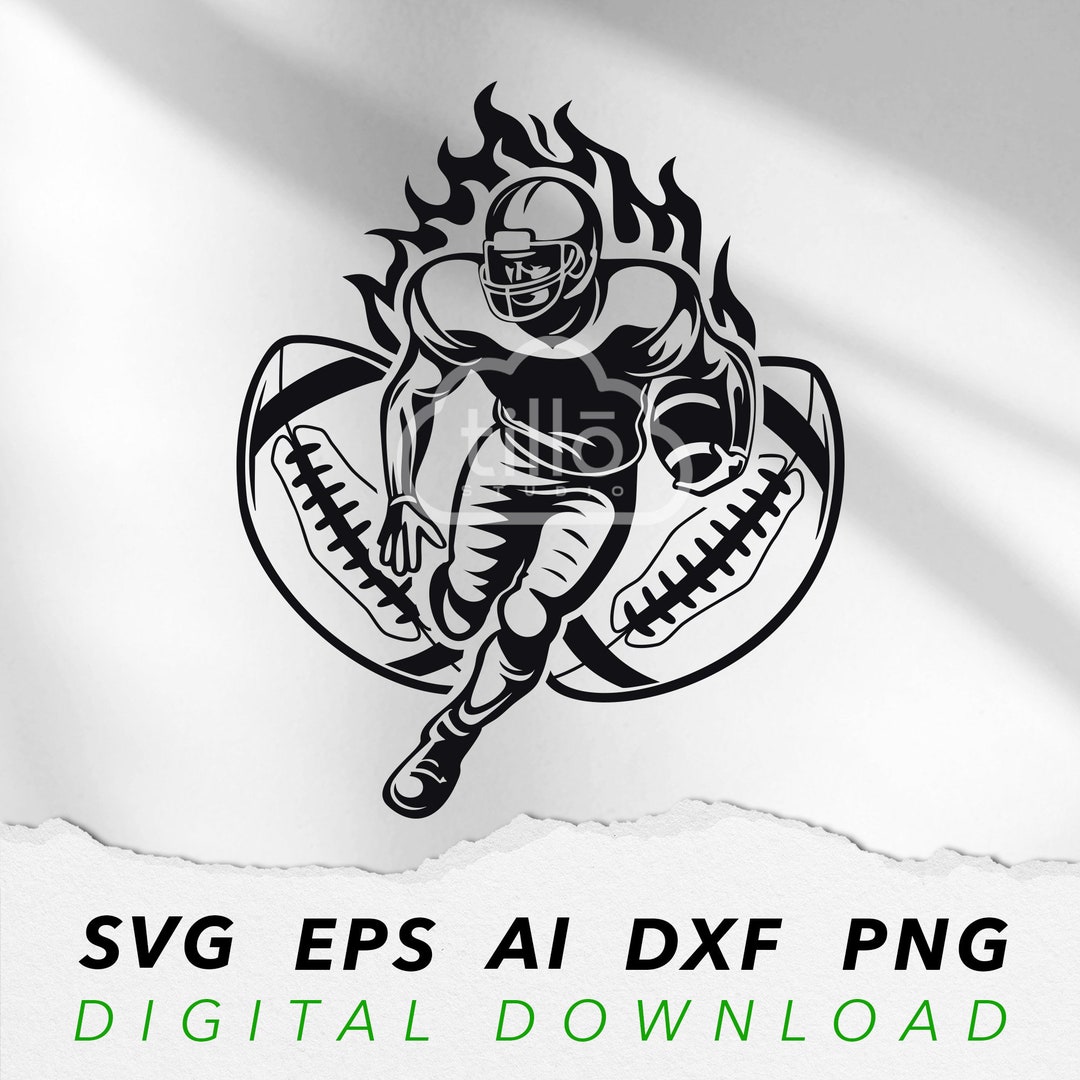 Football Player SVG American Football Stencil Super Vector Graphic File ...