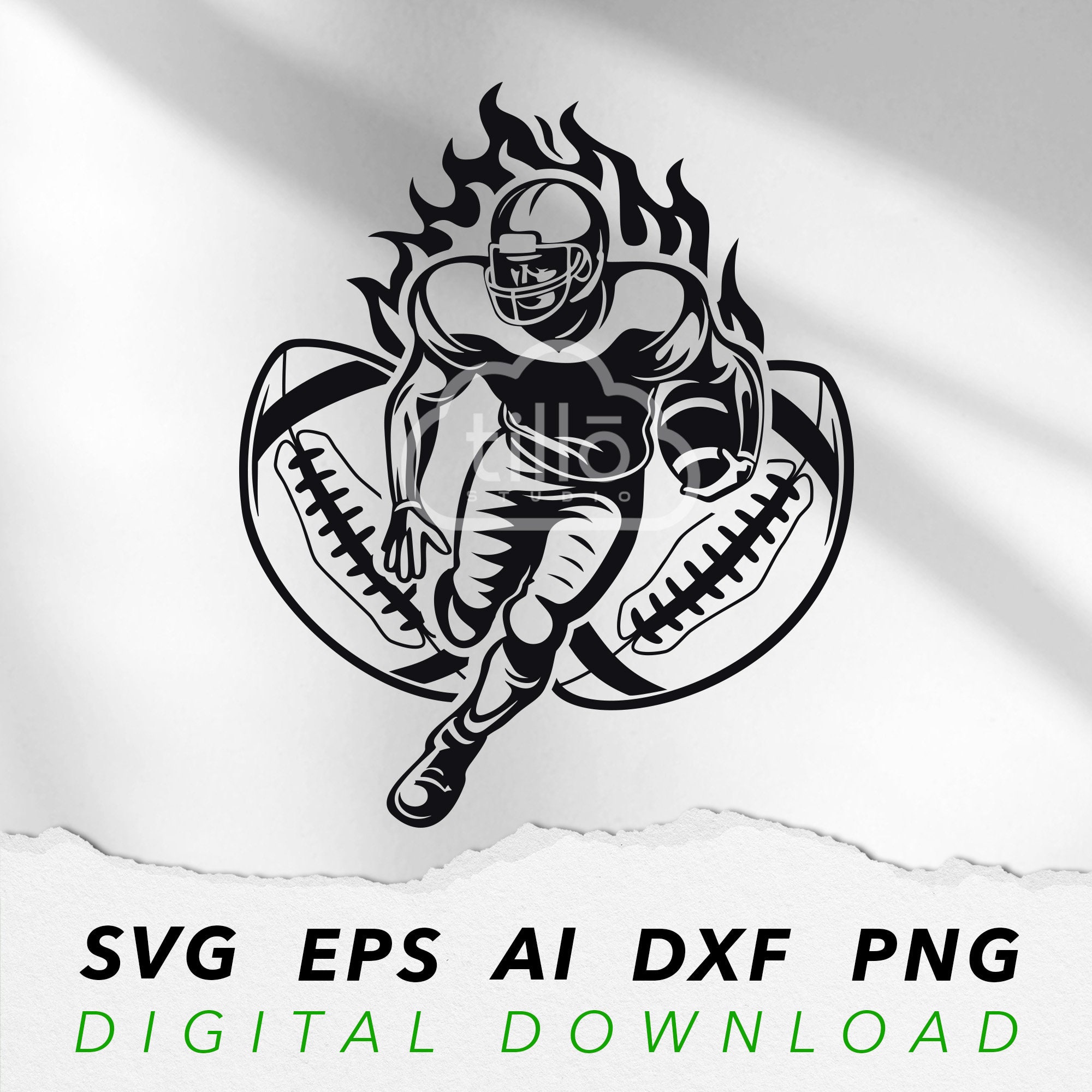 Football Player SVG American Football Stencil Super Vector Graphic File ...