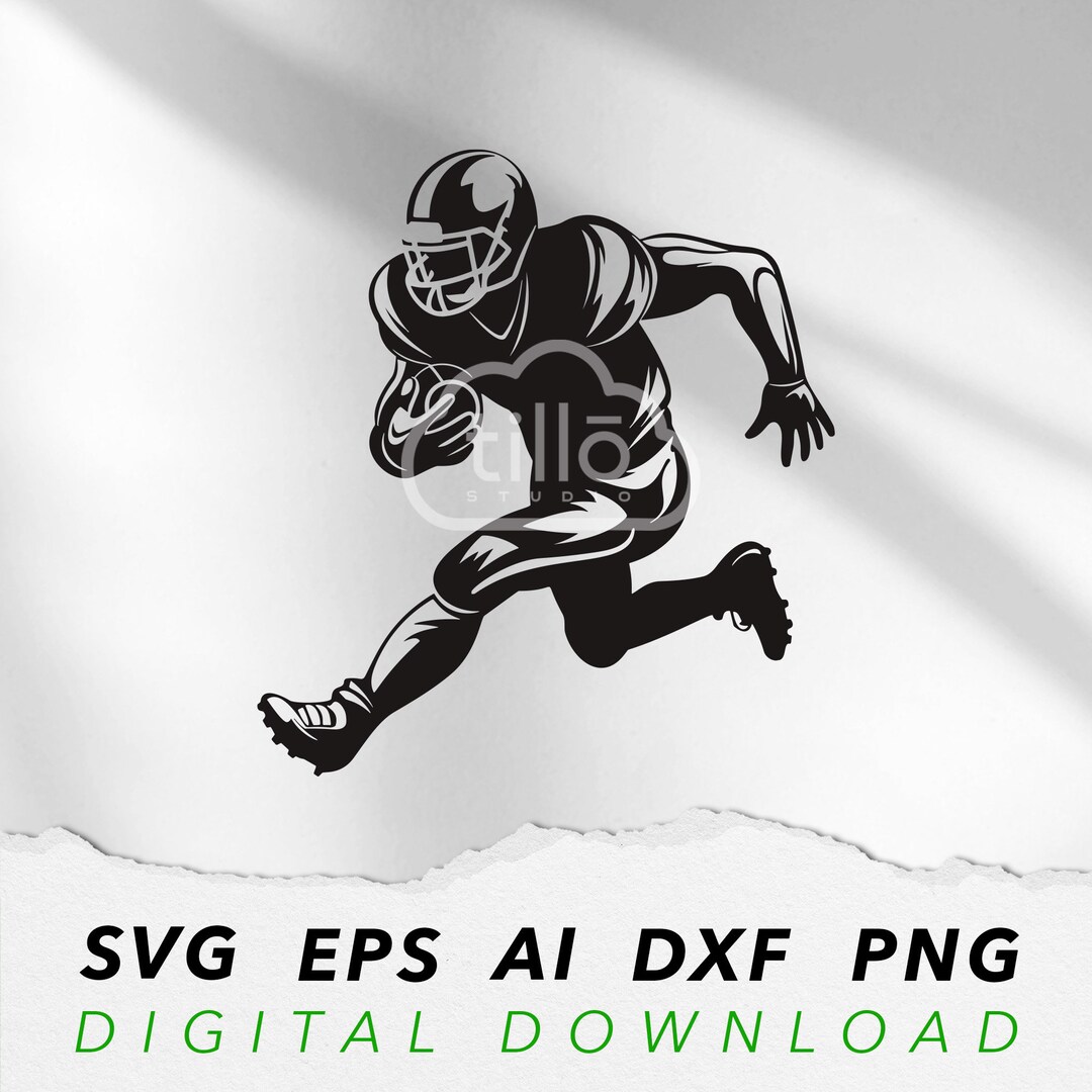 Football Player SVG American Football Stencil Super Action Pose Vector ...