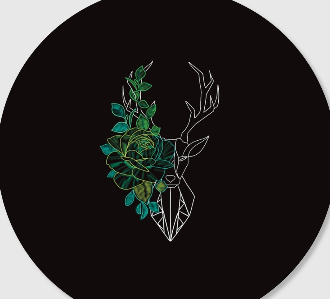 Deer Floral Line Art Sticker | Vinyl Sticker | Throne of Glass Sticker ...