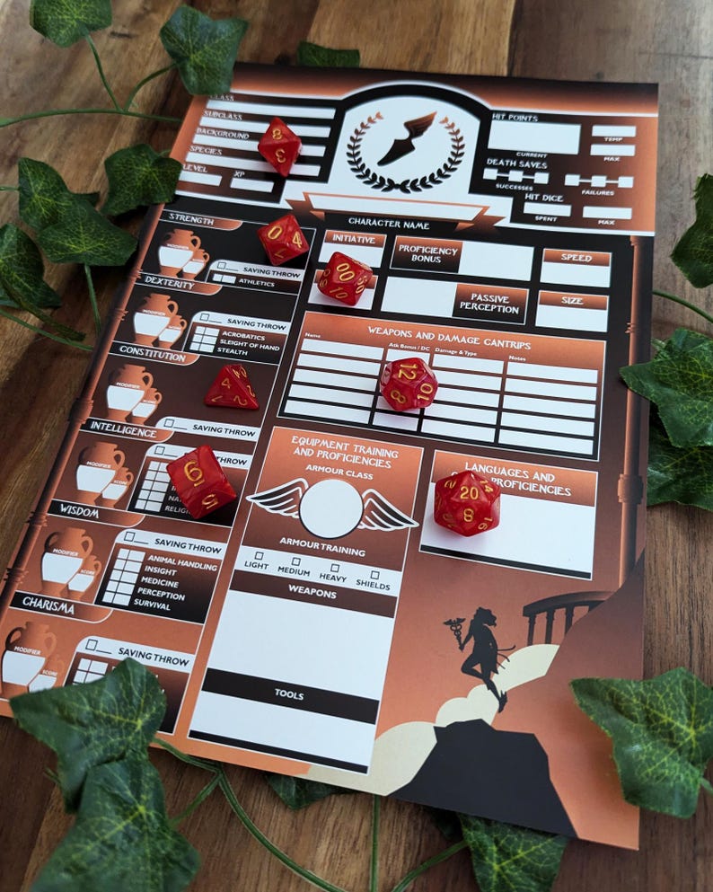 D&D 5e 2024 Greek Mythology God Hermes Character Sheet | Fillable ...