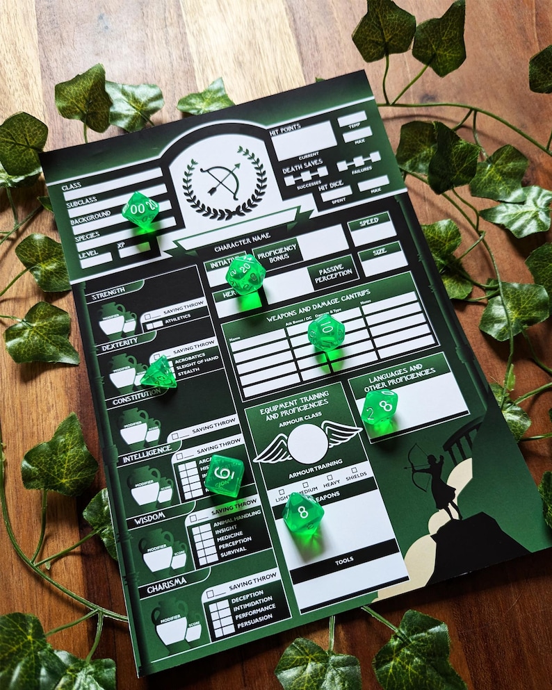 D&D 5e 2024 Greek Mythology Goddess Artemis Character Sheet | Fillable ...