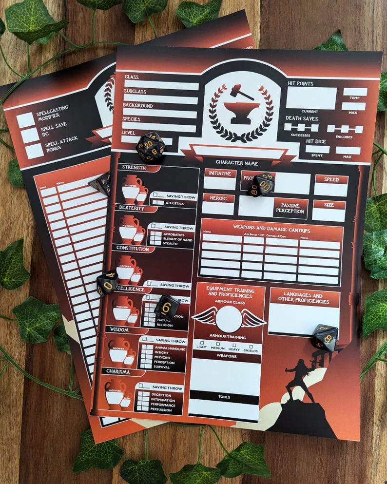 Hephaestus D&D 5e 2024 Greek Mythology God Character Sheet Fillable ...