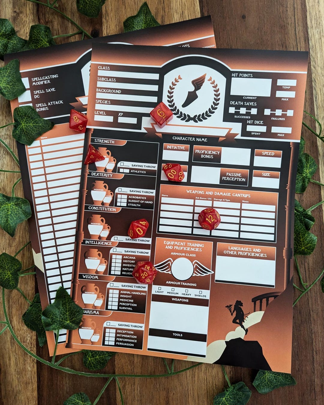 D&D 5e 2024 Greek Mythology God Hermes Character Sheet Fillable Digital ...