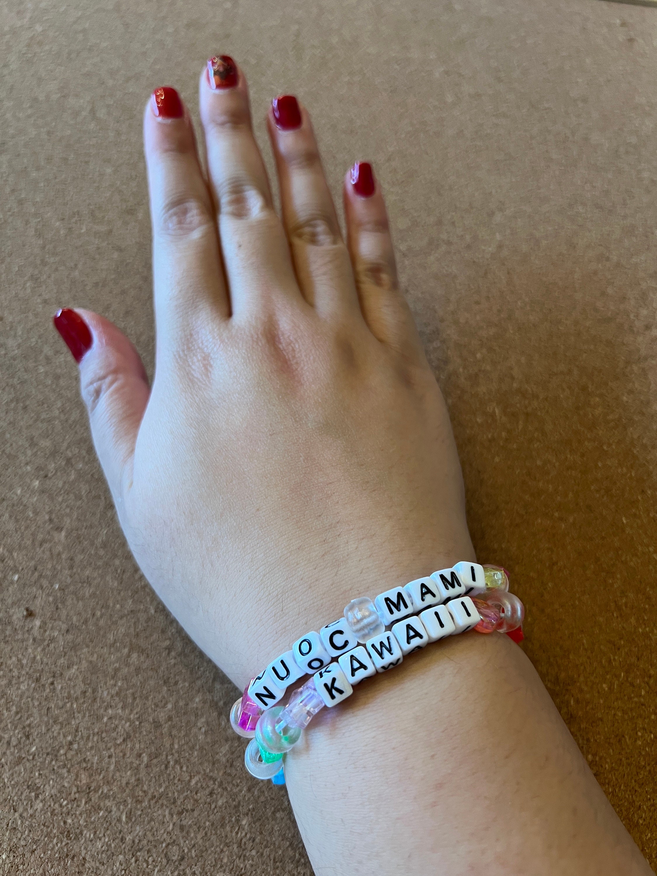 Kawaii Dep Trai Dep Gai Nuoc Mami Letter Bead Bracelets Size M Etsy Canada