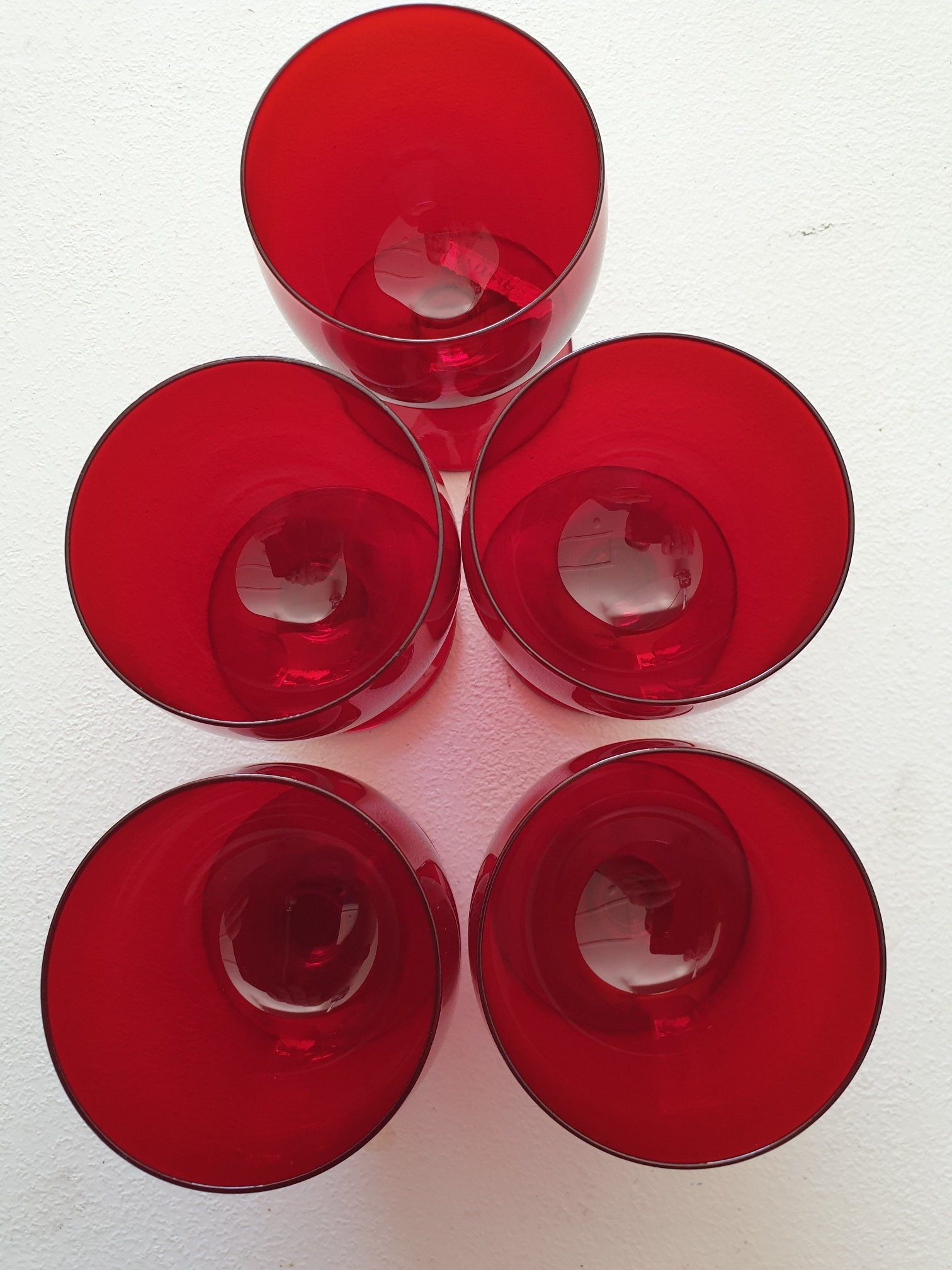 A Rare Set of 5 1960's Vintage Red Glass Goblets - Etsy