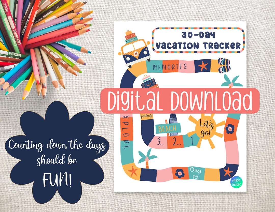 30 Day Tracker, Vacation Tracker, Holiday Tracker, Road Trip Printable ...