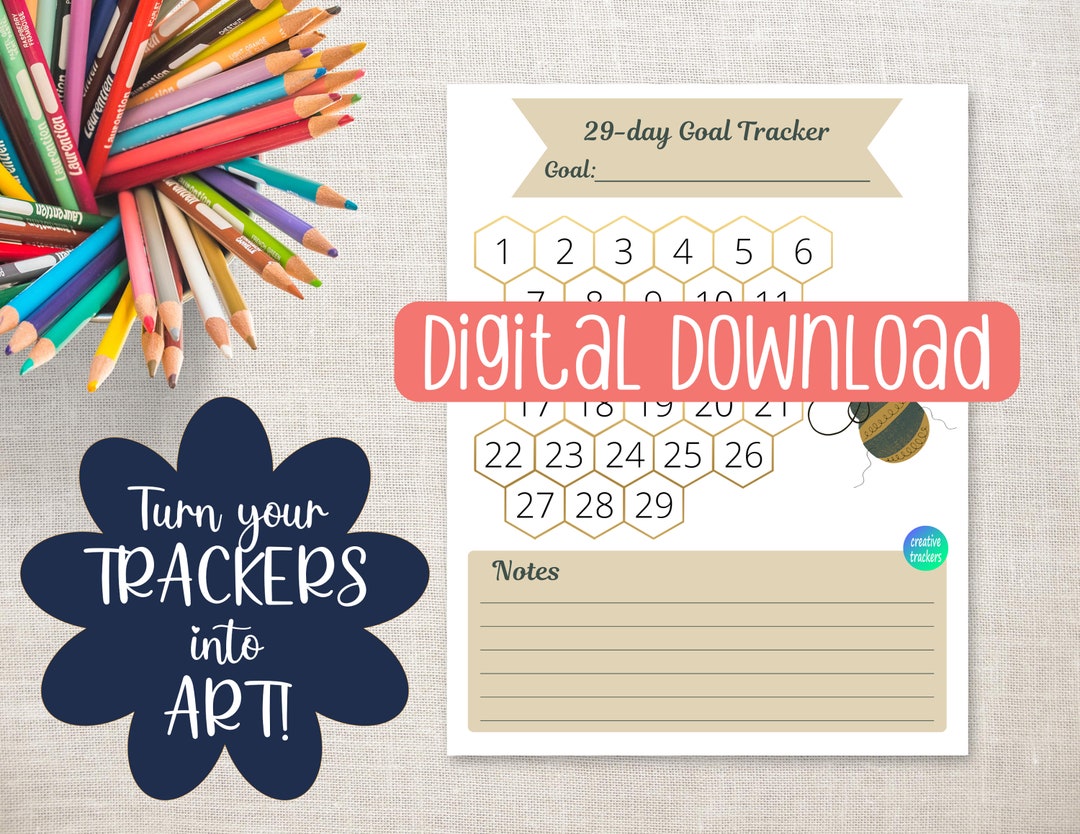29 Day Tracker, February Tracker, New Year's Resolution, Goal Tracker ...