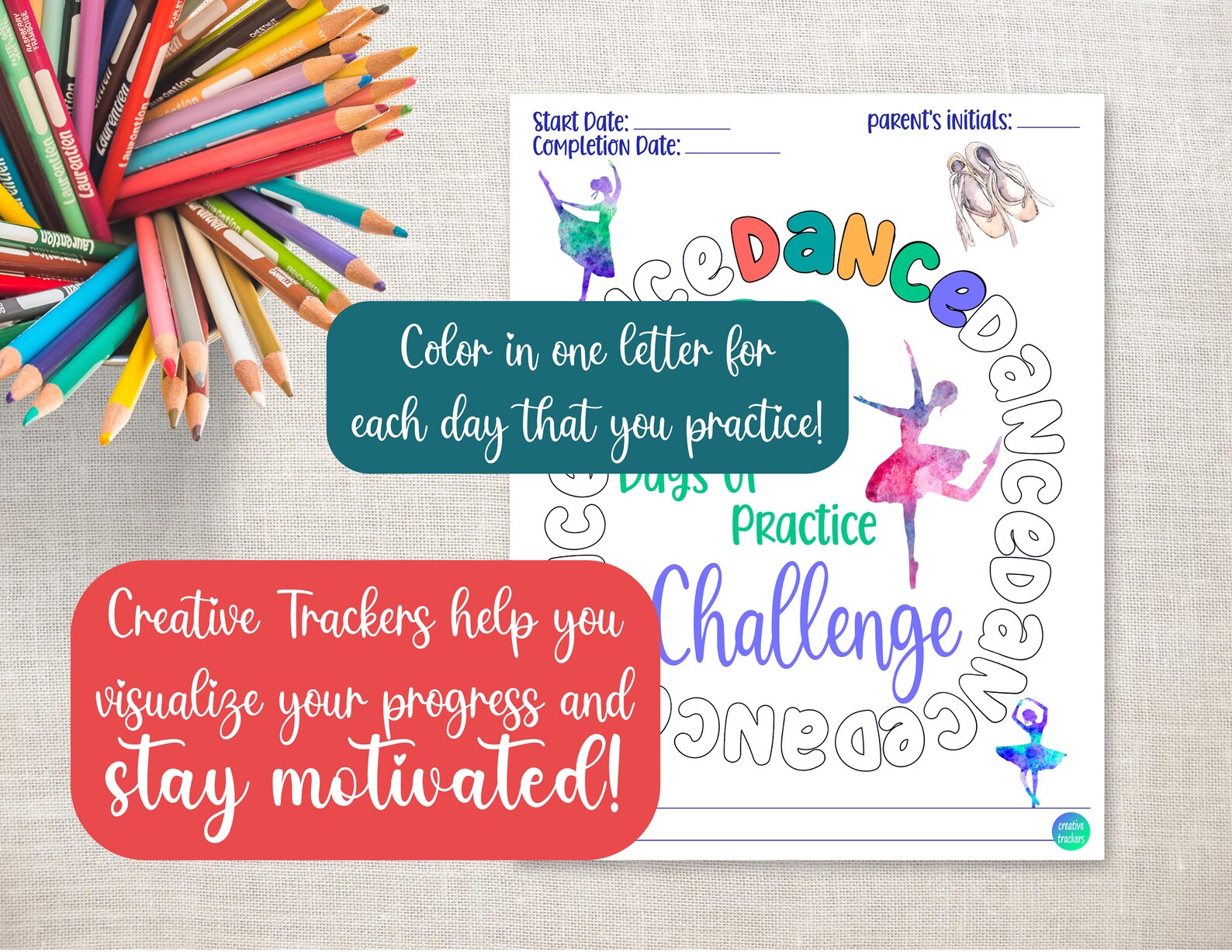 Dance Practice Tracker, 30 Day Challenge, 50 Day Challenge, 100 Day ...