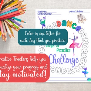 Dance Practice Tracker, 30 Day Challenge, 50 Day Challenge, 100 Day ...