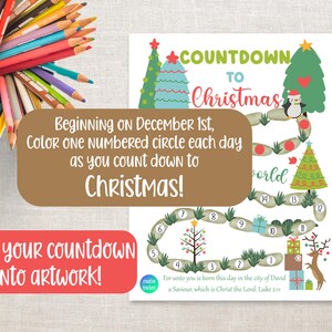 Christmas Countdown Printable, Advent Printable, Days Until Christmas ...
