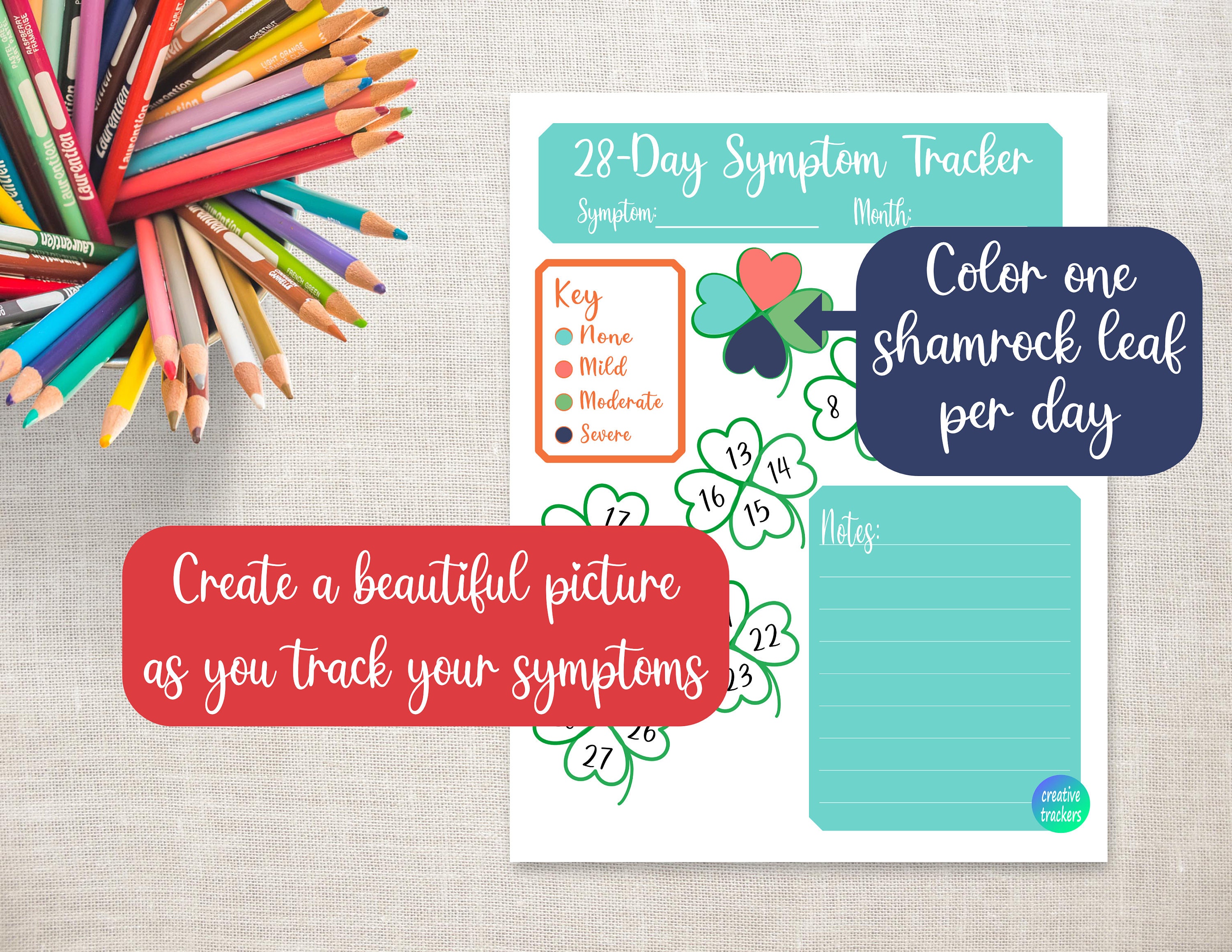 28 Day Tracker, Symptom Tracker, Mental Health Tracker, Health Tracker ...