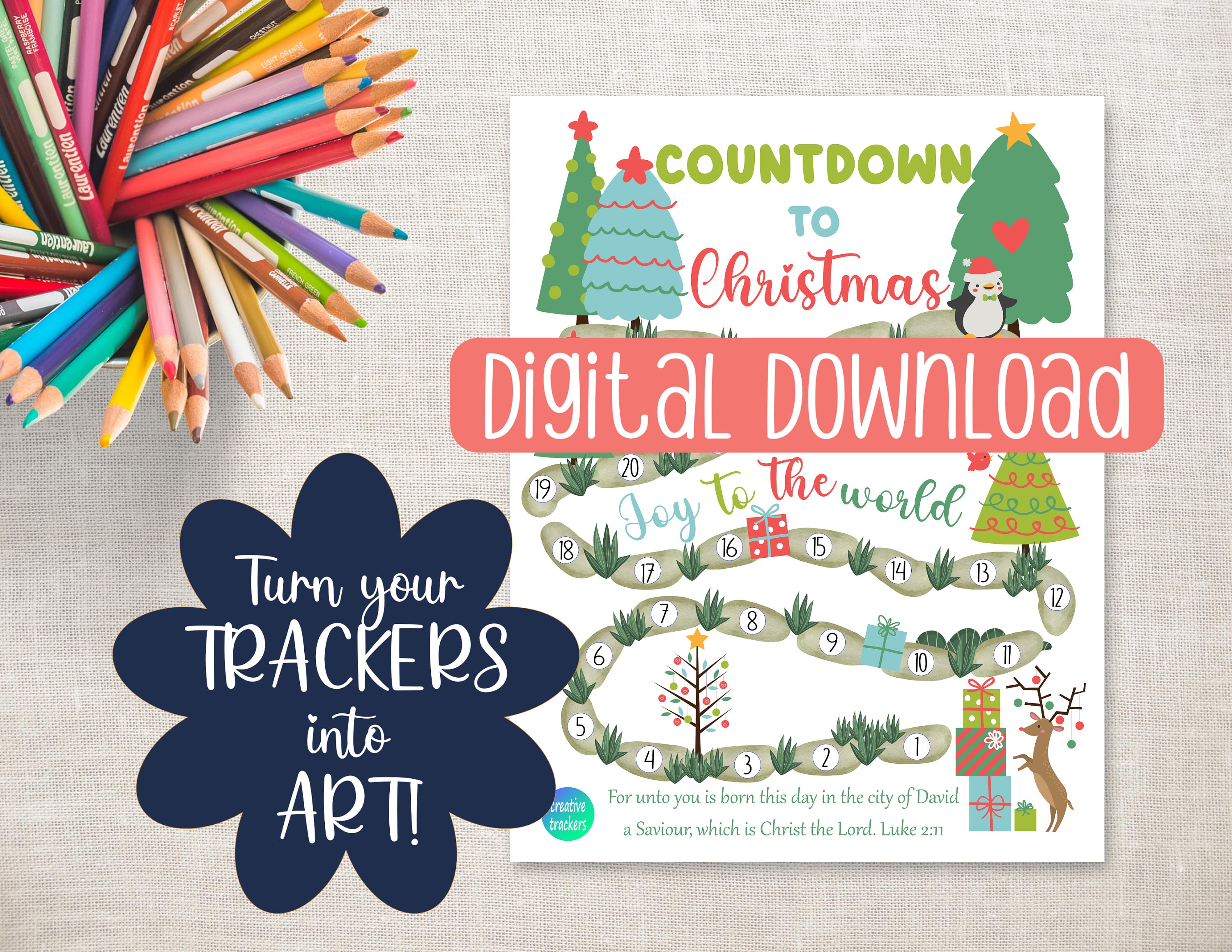 Christmas Countdown Printable, Advent Printable, Days Until Christmas ...