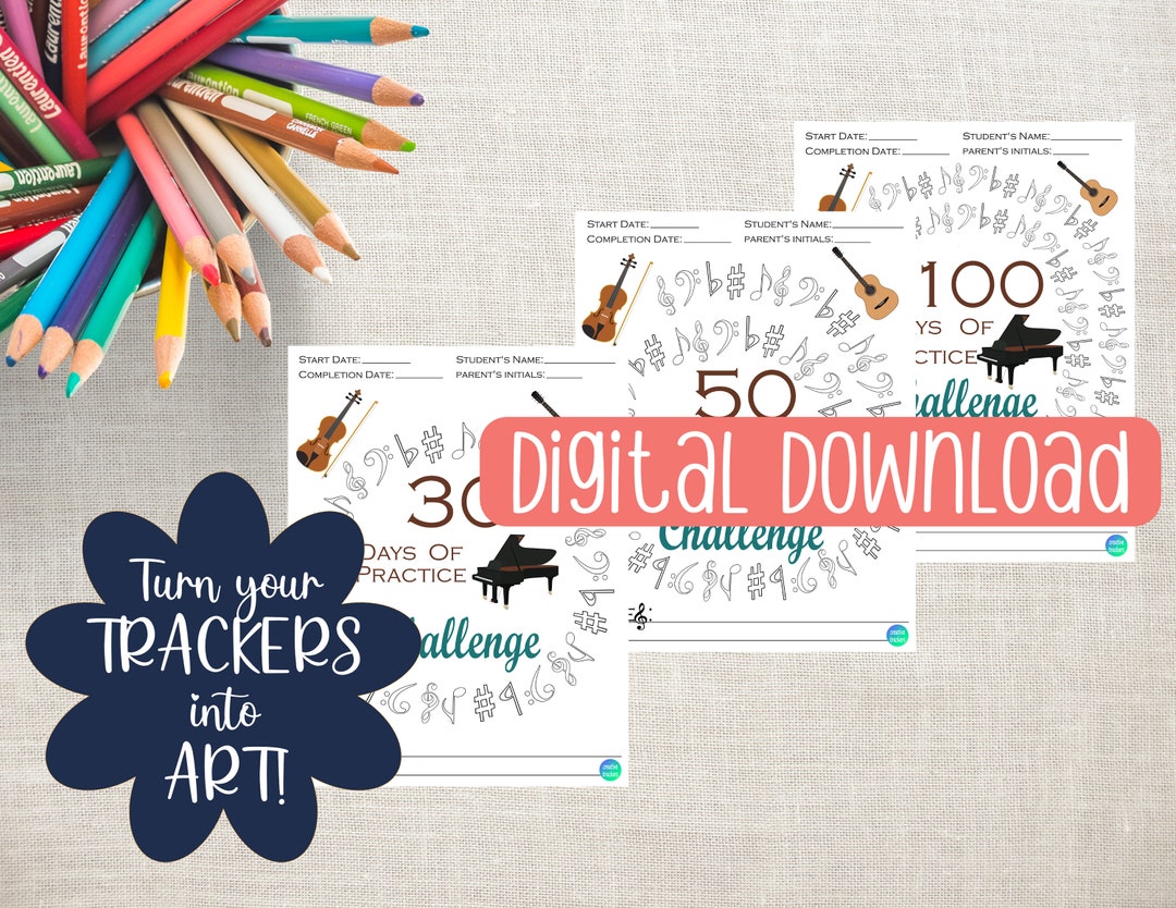 Music Practice Tracker, Printable Instrument Practice, Piano Practice ...