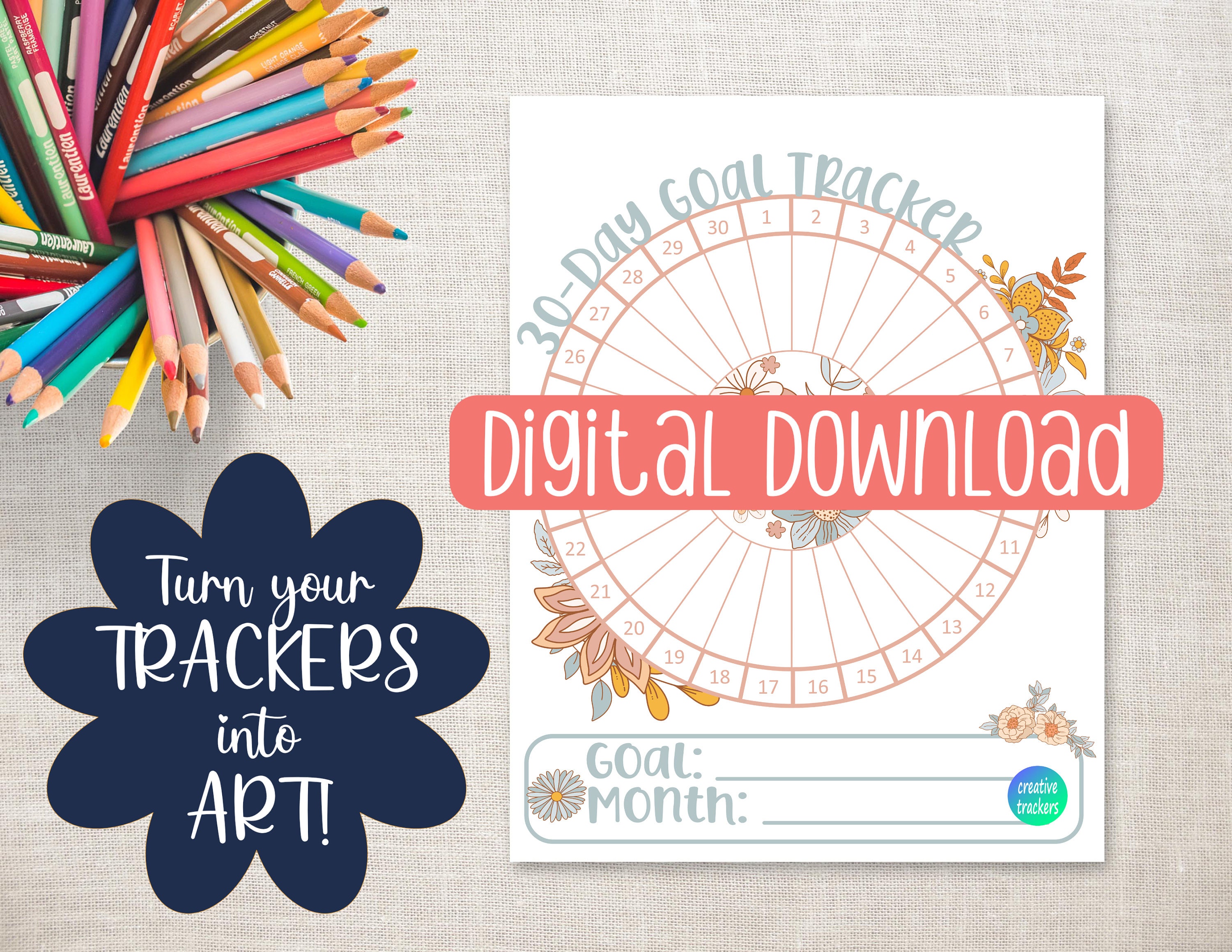 30 Challenge, Vintage Tracker Wheel, Circle Tracker, Goal Tracker ...