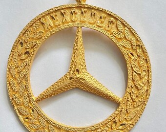 Gold Mercedes Pendant - Etsy