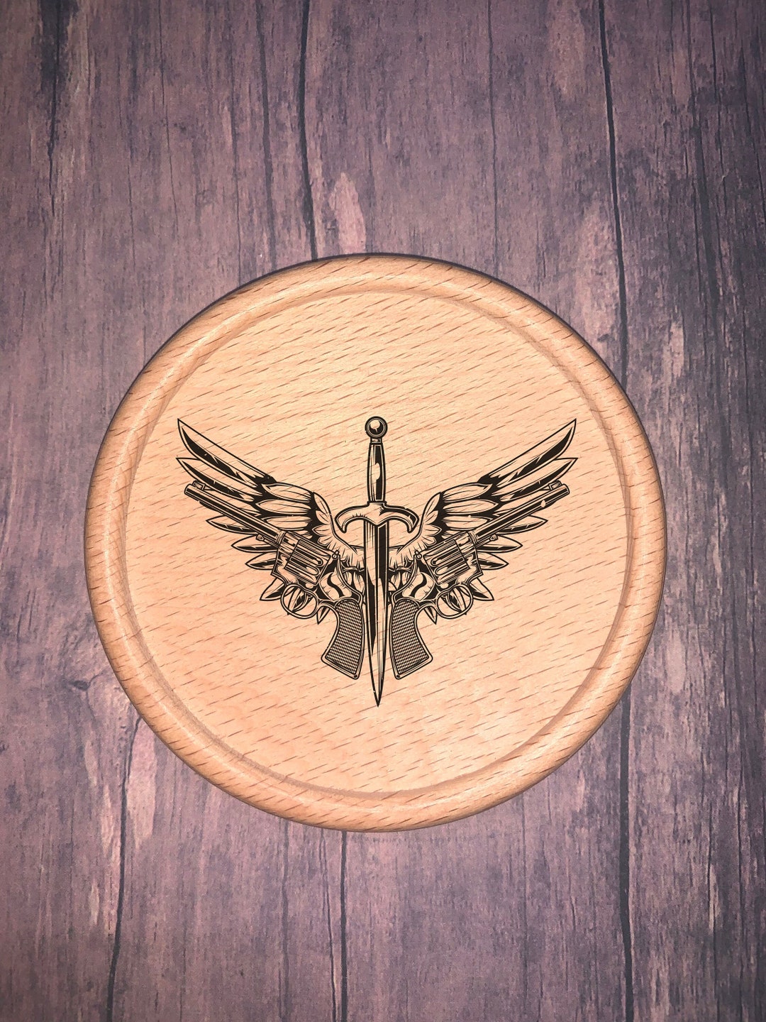 Custom Revolvers With Wings Design on Bamboo Wood Coasters - Etsy