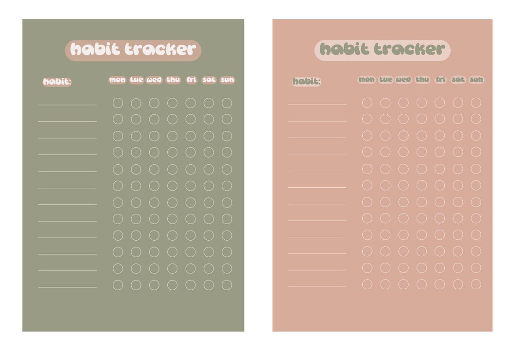 Digital, Aesthetic Weekly Habit Tracker - Etsy