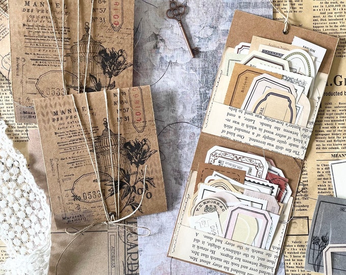 Assorted Label Pocket - Mixed Vintage Labels | +50 Pieces | Journaling ...