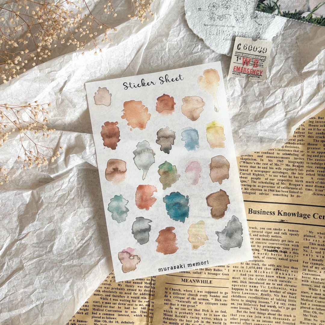 Washi Sticker Sheet - Watercolor Stains| Journaling | Planner ...