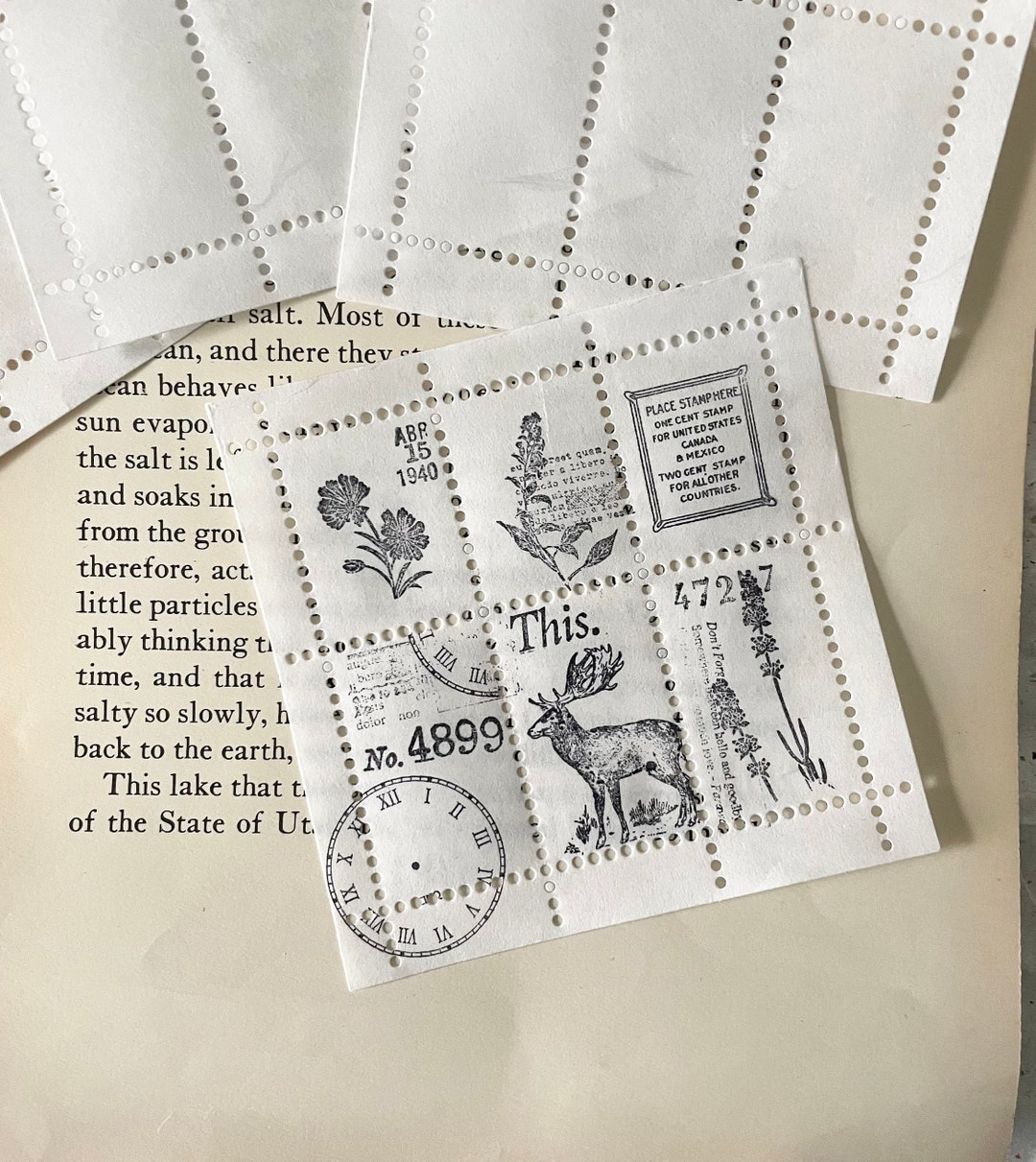 Postal Stamps Die Cut Sheet | 6 Stamps | Washi Paper | Handmade Paper ...