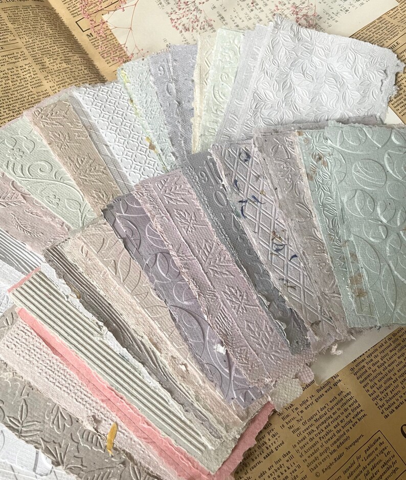 Embossed Handmade Paper Set 10 Sheets Deckled Edge - Etsy