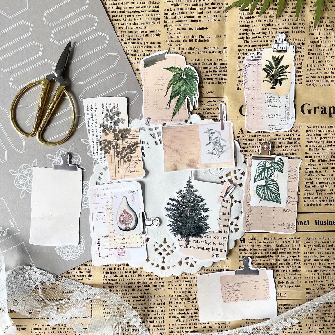 Ephemera Set - Paper Clip Collage | 9 Pieces | Vintage Book ...
