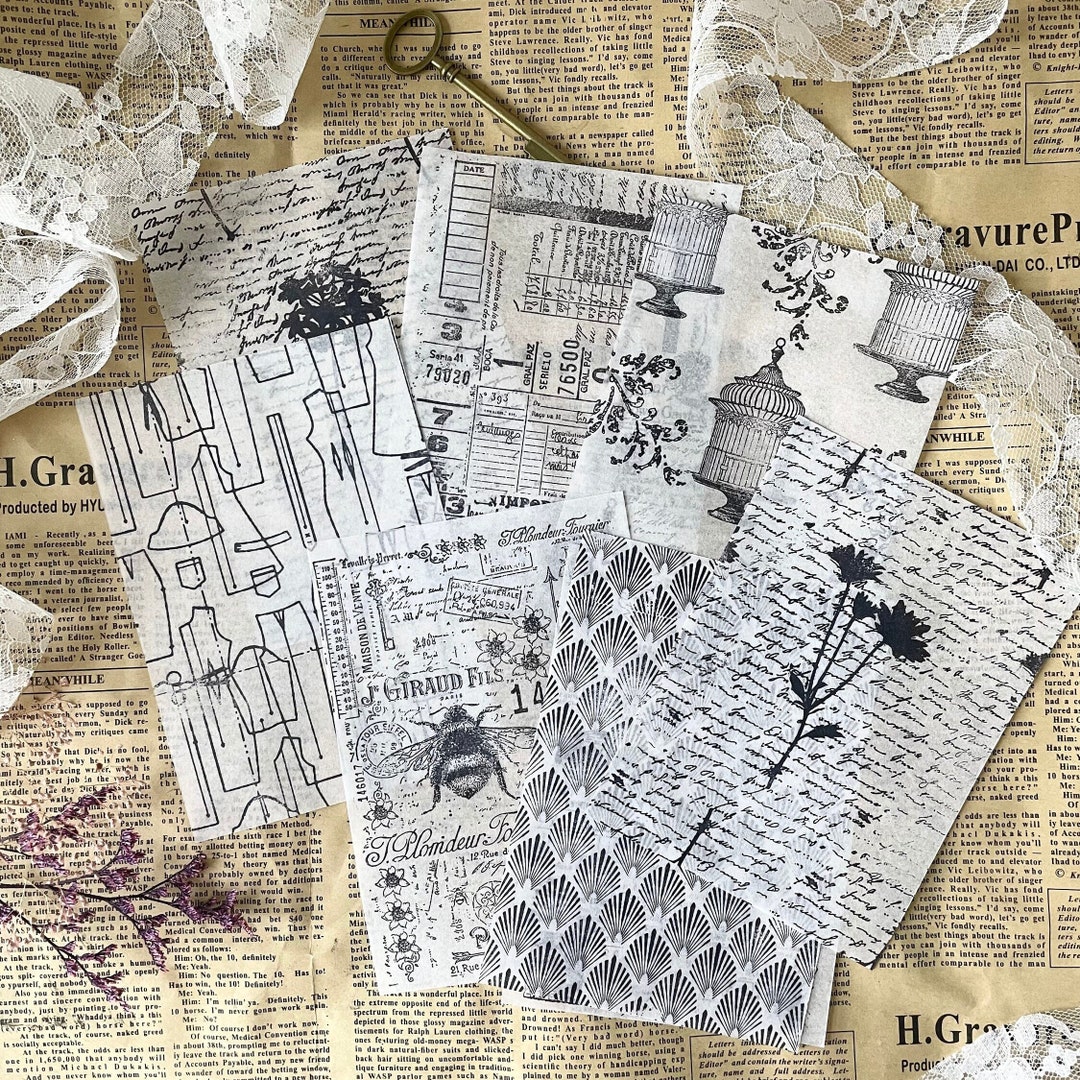 Stamped Tracing Paper Ephemera Random Mix 5 Pieces Scrapbooking Junk ...