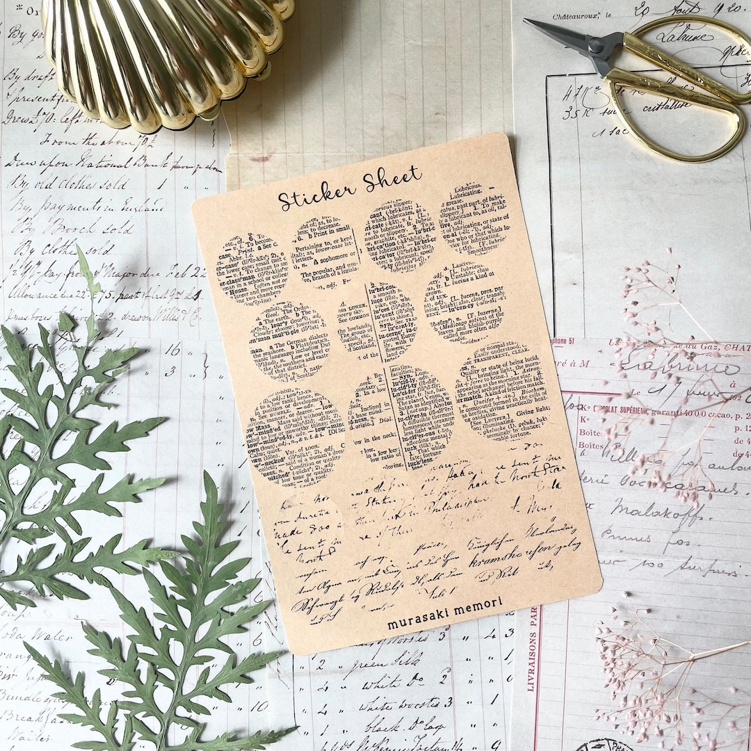 Sticker Sheet Old Book Page Eyelets Open Circle Kraft Journaling ...