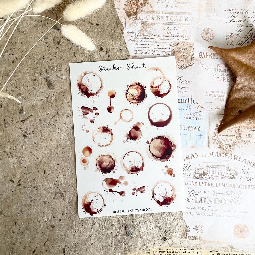 Sticker Sheet - Coffee Stain | Frosty Clear | Journaling | Planner ...