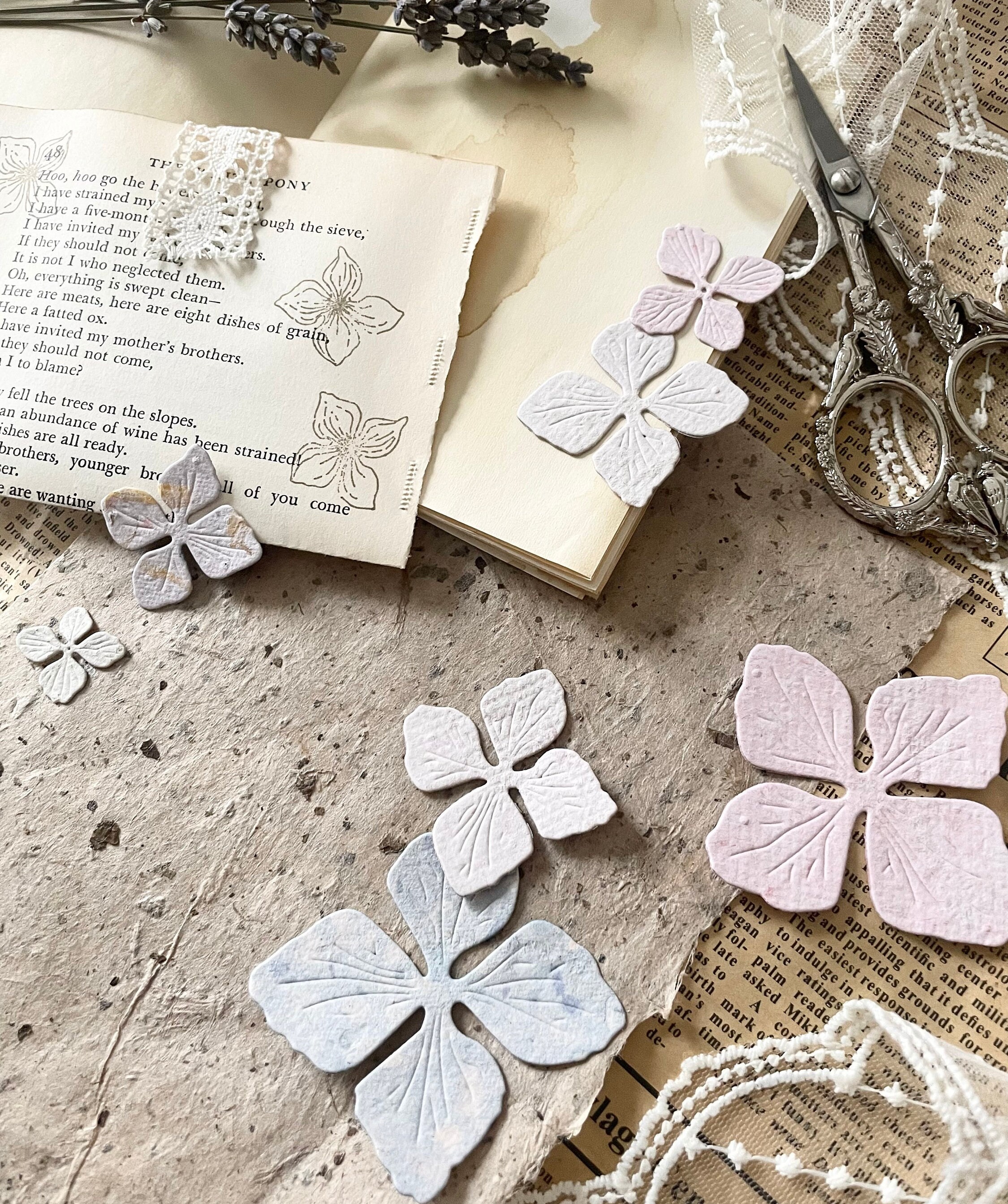 Die Cut Set - Handmade Paper Hydrangeas | 20 Pieces | Cut Out ...