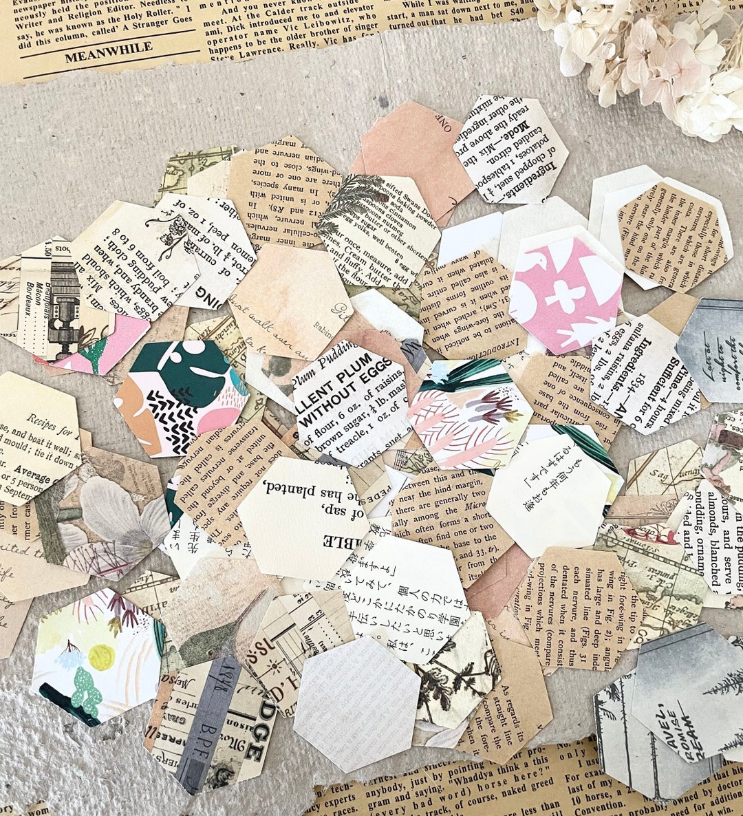 Mixed Paper Hexagon Cut Outs 20 Pieces Paper Cuts Vintage DIY Junk ...