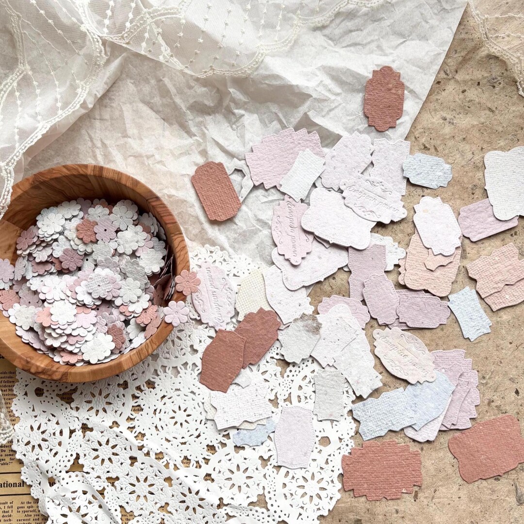 Die Cut Handmade Paper Set | Labels and Flowers | Mixed Colors ...