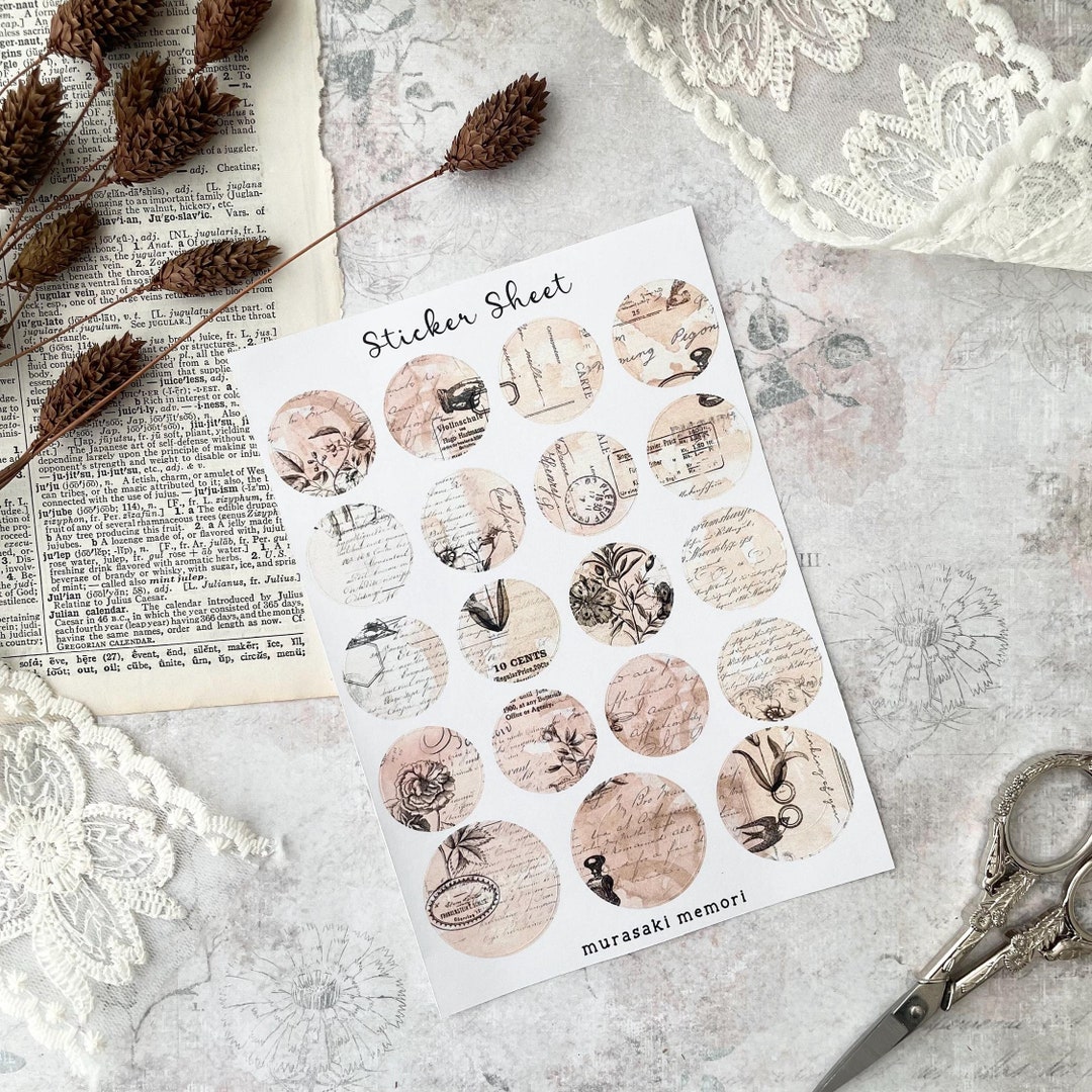Sticker Sheet - Coffee Stained Pages | Matte White | Circles and ...