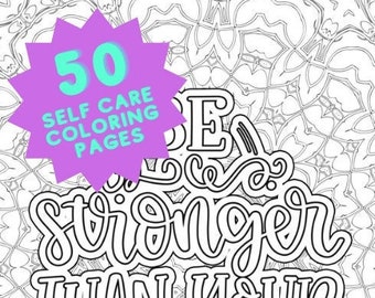 50 Self Care Coloring Pages Vol. 1 - Etsy