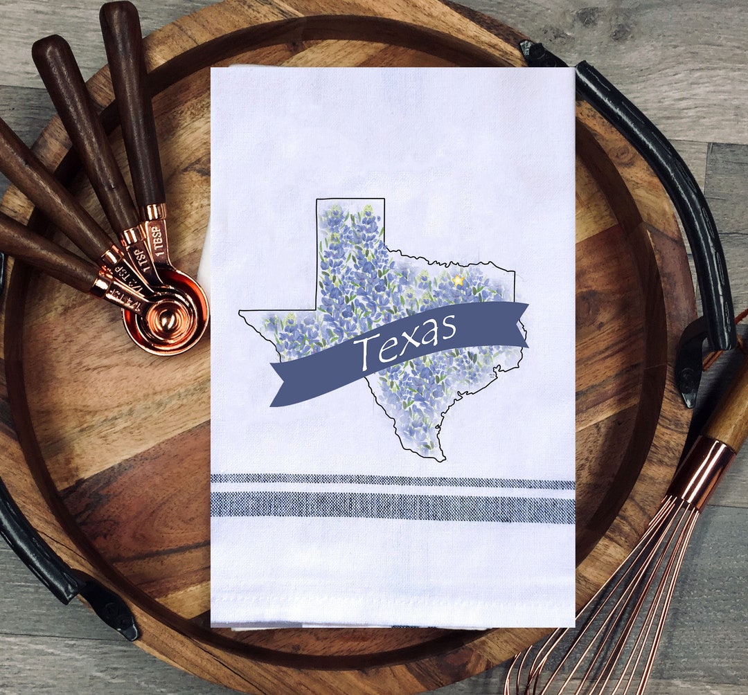 Texas Banner Bluebonnet Cotton Kitchen Towel - Etsy