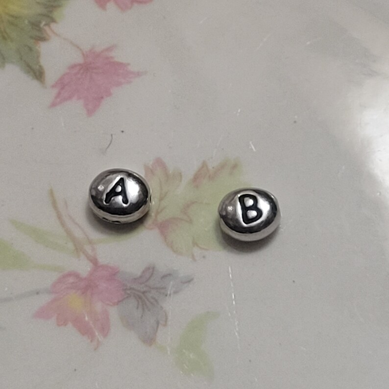 Alphabet Letter Beads, Initial Beads, White Bronze, 7x6 Mm Alphabet ...
